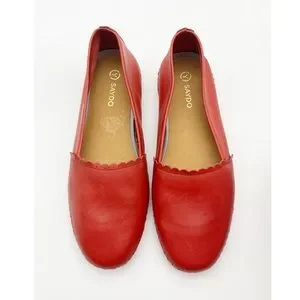 saydo | Shoes | Saydo Shoes Red Leather Floral Stitched | Poshmark